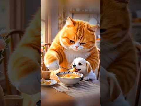 Cat Saves Little Puppy 🐱🐶 Story #youtubeshorts #shorts