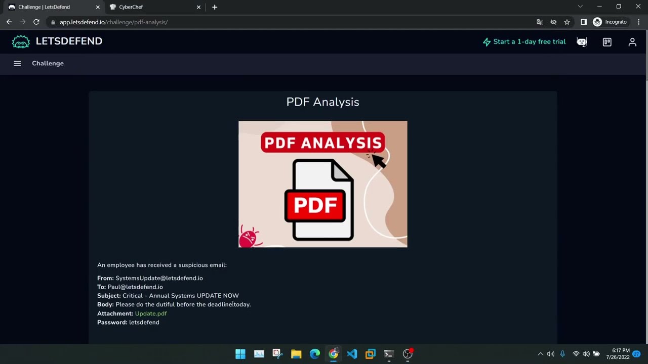 Challenge | LetsDefend - PDF Analysis | Medium
