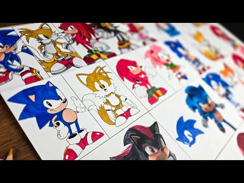 Drawing SONIC The Hedgehog Characters in Different Styles Compilation