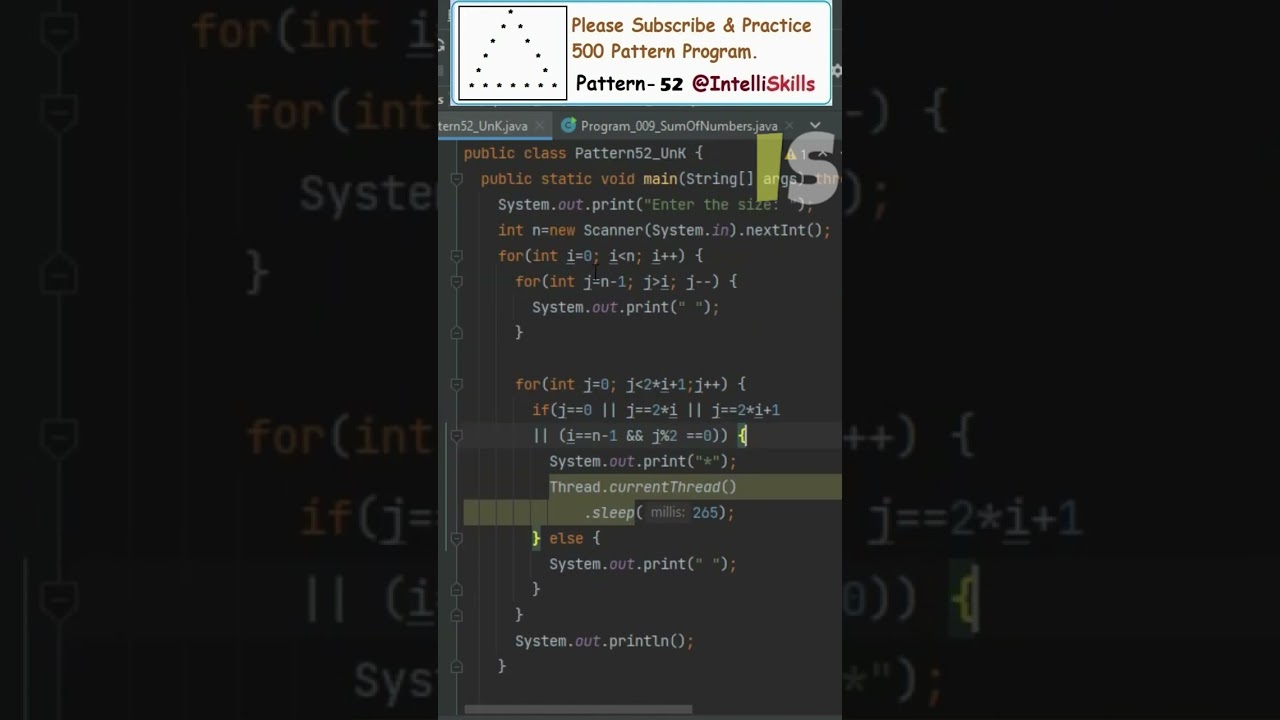 Java Pattern-52 | 500 Java Pattern Programs #shorts #java #coding #programming