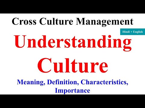 Understanding Culture : Meaning and definition, importance of culture, characteristics of culture,
