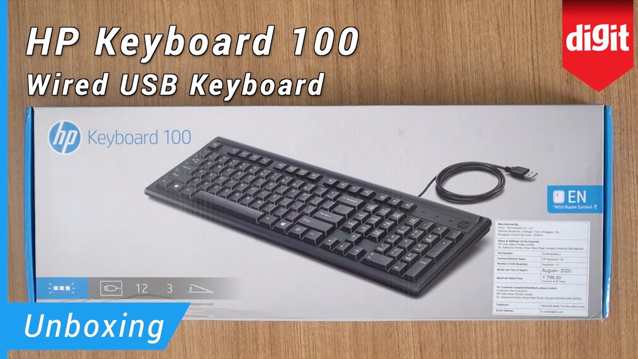 HP Keyboard 100 Wired USB Keyboard Unboxing