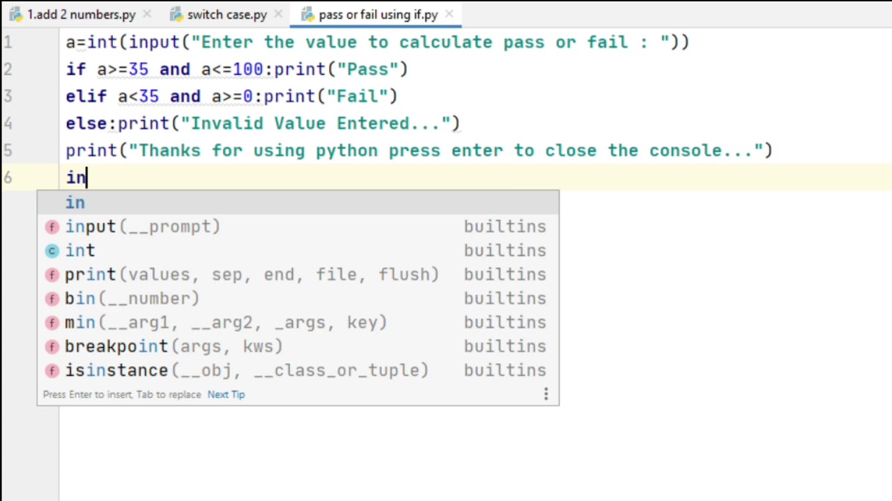 how to create pass or fail program in python | Software Developing