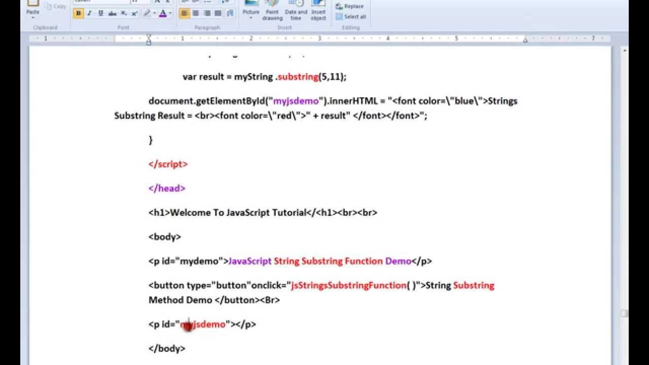 STRINGS SUBSTRING METHOD IN JAVASCRIPT DEMO