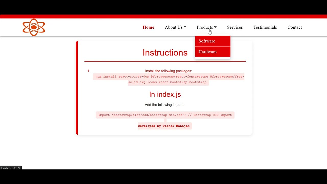 react-bootstrap navbar demo with code