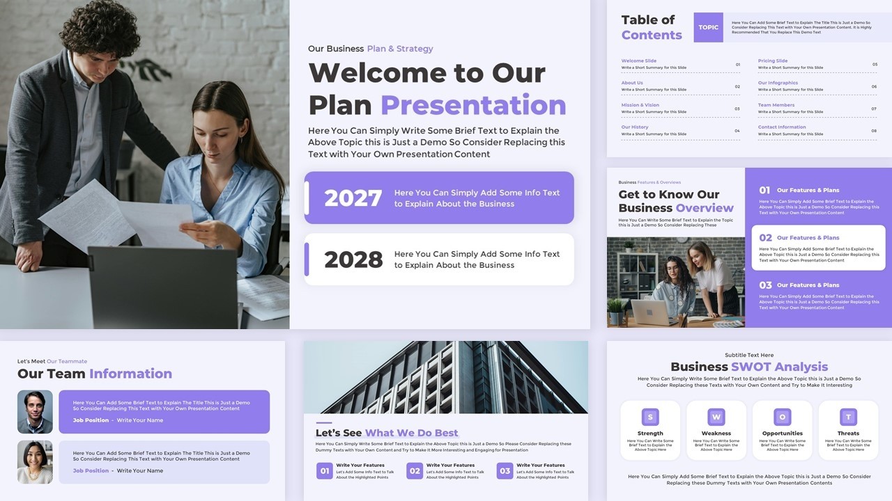 Free Business Project Plan PowerPoint Template for Presentations