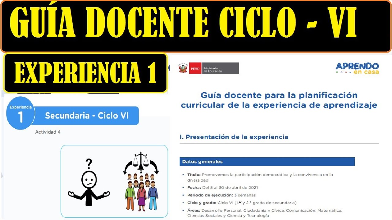 Experiencia de Aprendizaje N° 1 del ciclo VI - 1ero y 2do secundaria // Guía Docente