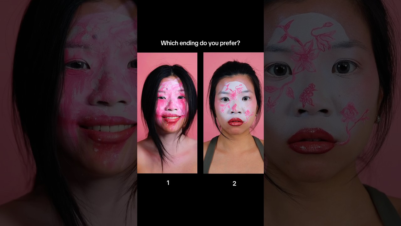 Which ending do you prefer in this makeup transition? #shorts