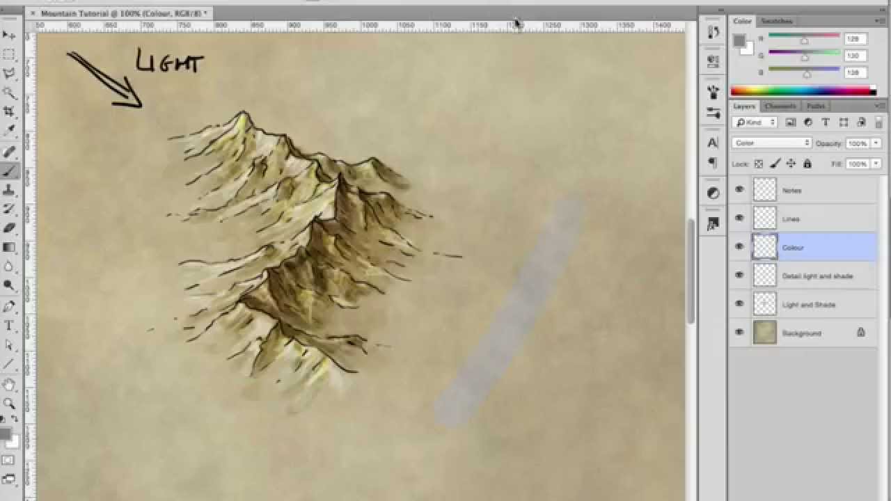 How to Draw, Shade, and Colour a Mountain Range