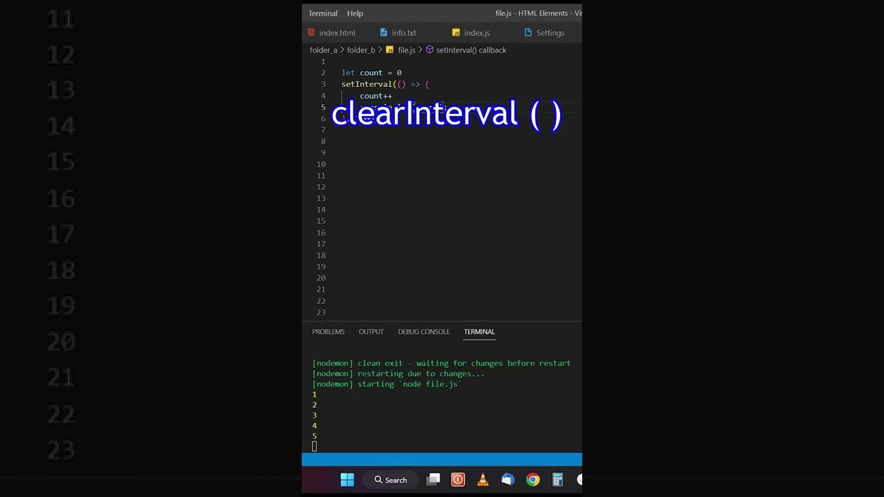 setInterval ( ) & clearInterval ( ) in #javascript #shorts