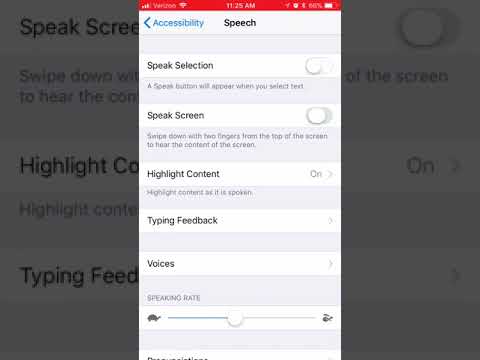 Turning on text to speech on iPhone