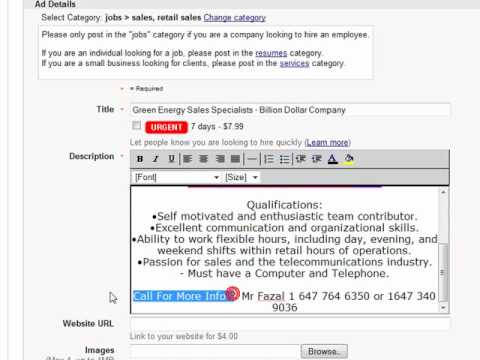 Step # 1 Kijiji Demo - Internet Marketing and Classified Posting