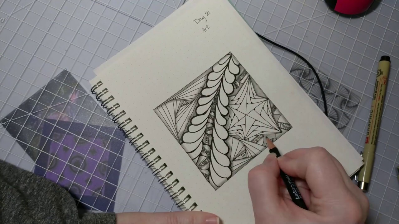 Easy Zentangle Pattern Tutorial with One Zentangle a Day - Day 21