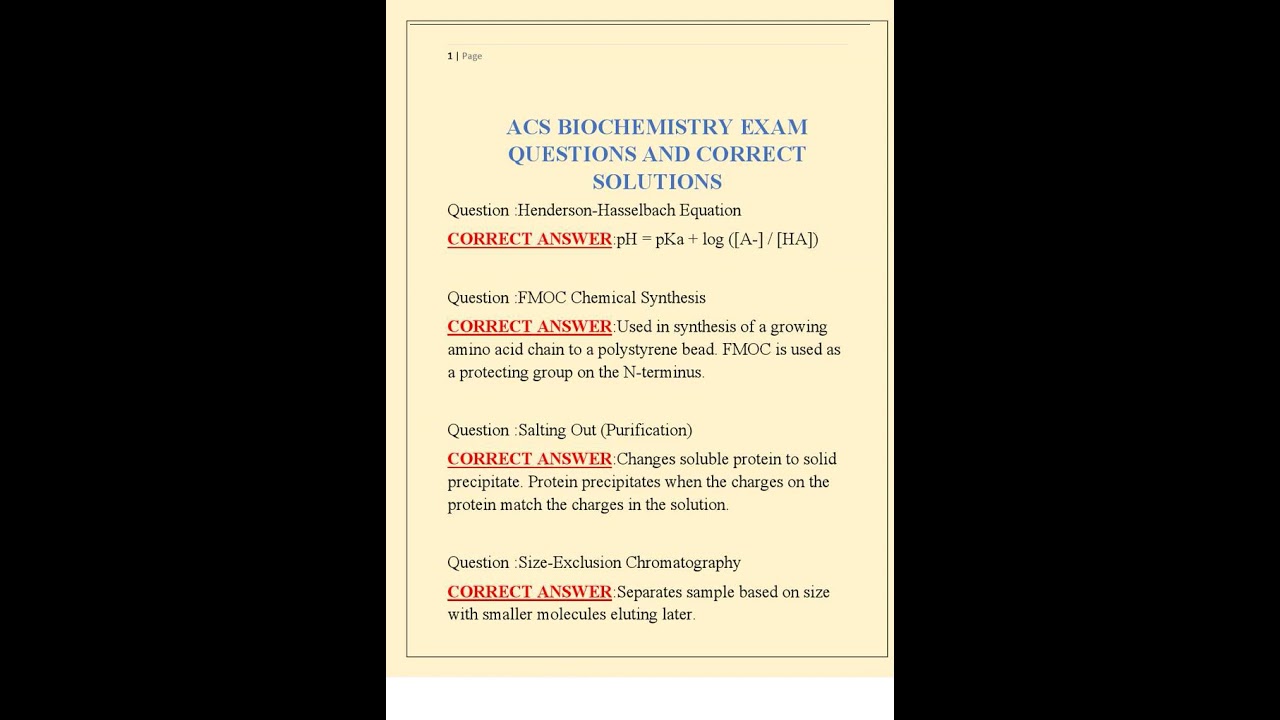 ACS BIOCHEMISTRY EXAM QUESTIONS AND CORRECT SOLUTIONS0001
