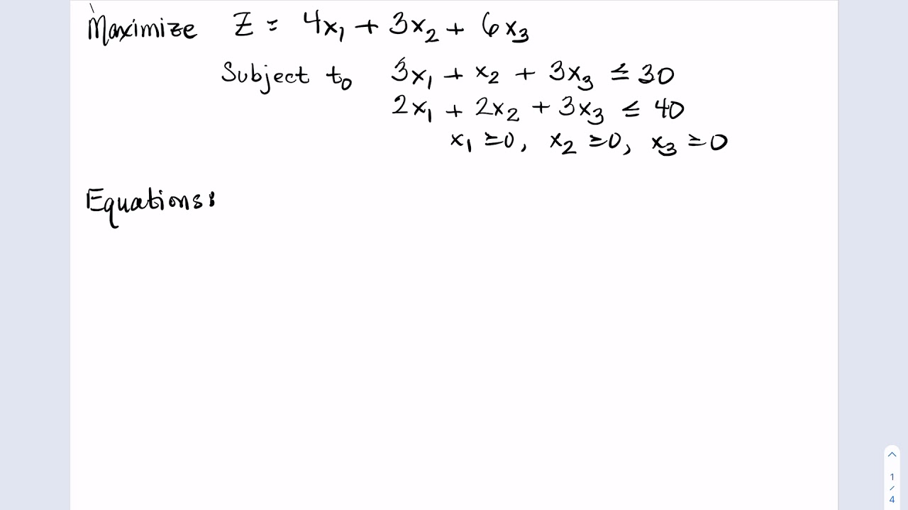 Simplex Maximization Problem - 3 Variables
