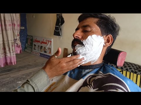 ASMR Barber Man Short And Skinny Beard Shave with sizer in Pakistan🇵🇰🇵🇰 #makeup #beard #barber