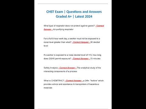 CHST Exam Questions and Answers Graded A+ Latest 2024