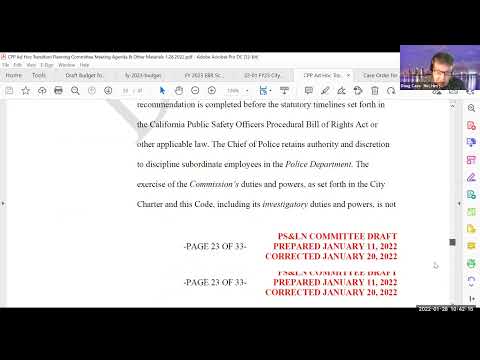 Commission on Police Practices Ad Hoc Transition Planning Committee Meeting on 1/28/2022