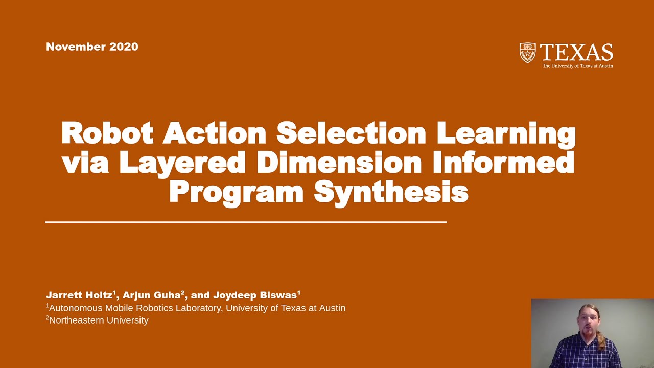 Robot Action Selection Learning via Dimension Informed Program Synthesis: CORL2020