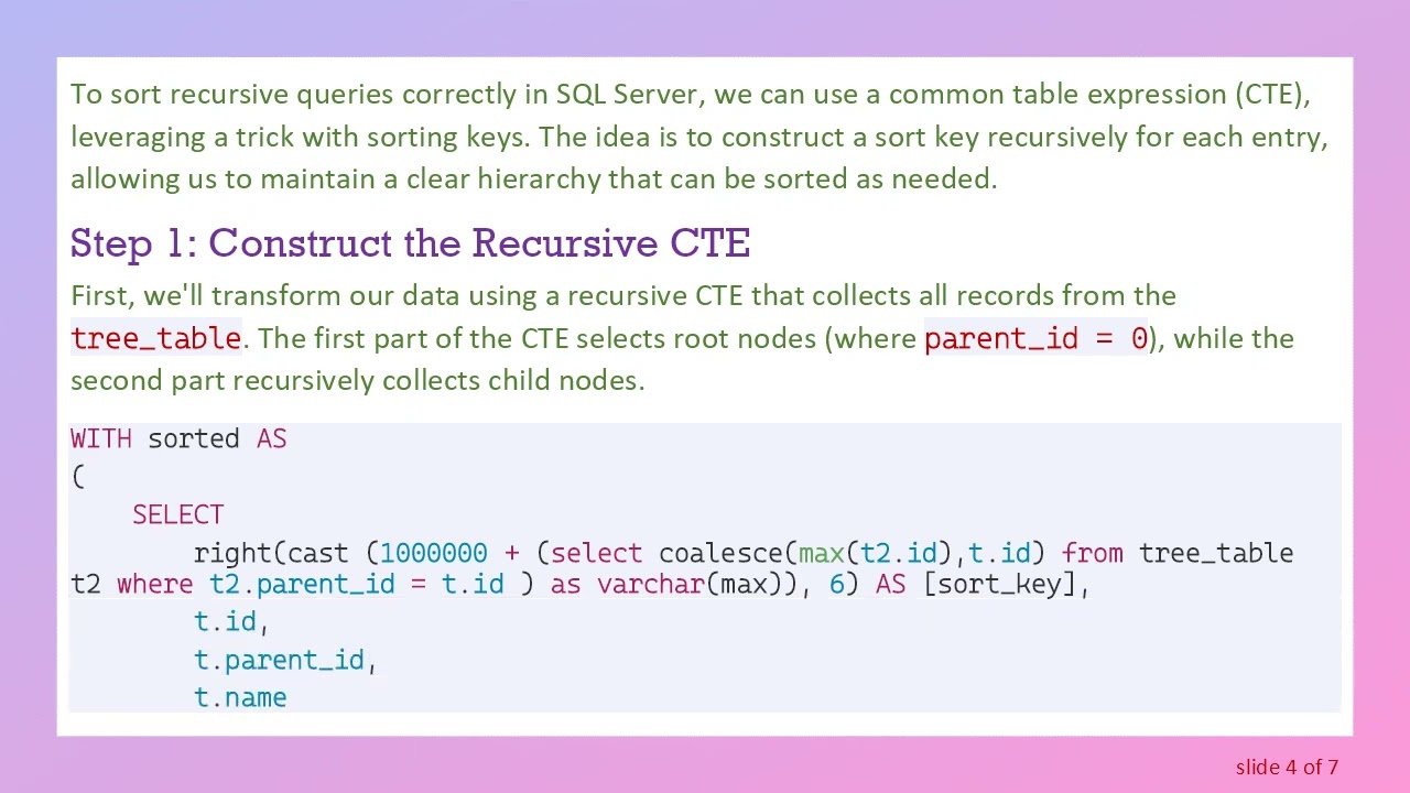 How to Sort Recursive Queries in SQL Server