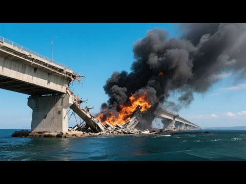 3 minutes ago! Ukrainian F-16 Jet Blows Up Crimean Bridge With 10-Ton Bomb!
