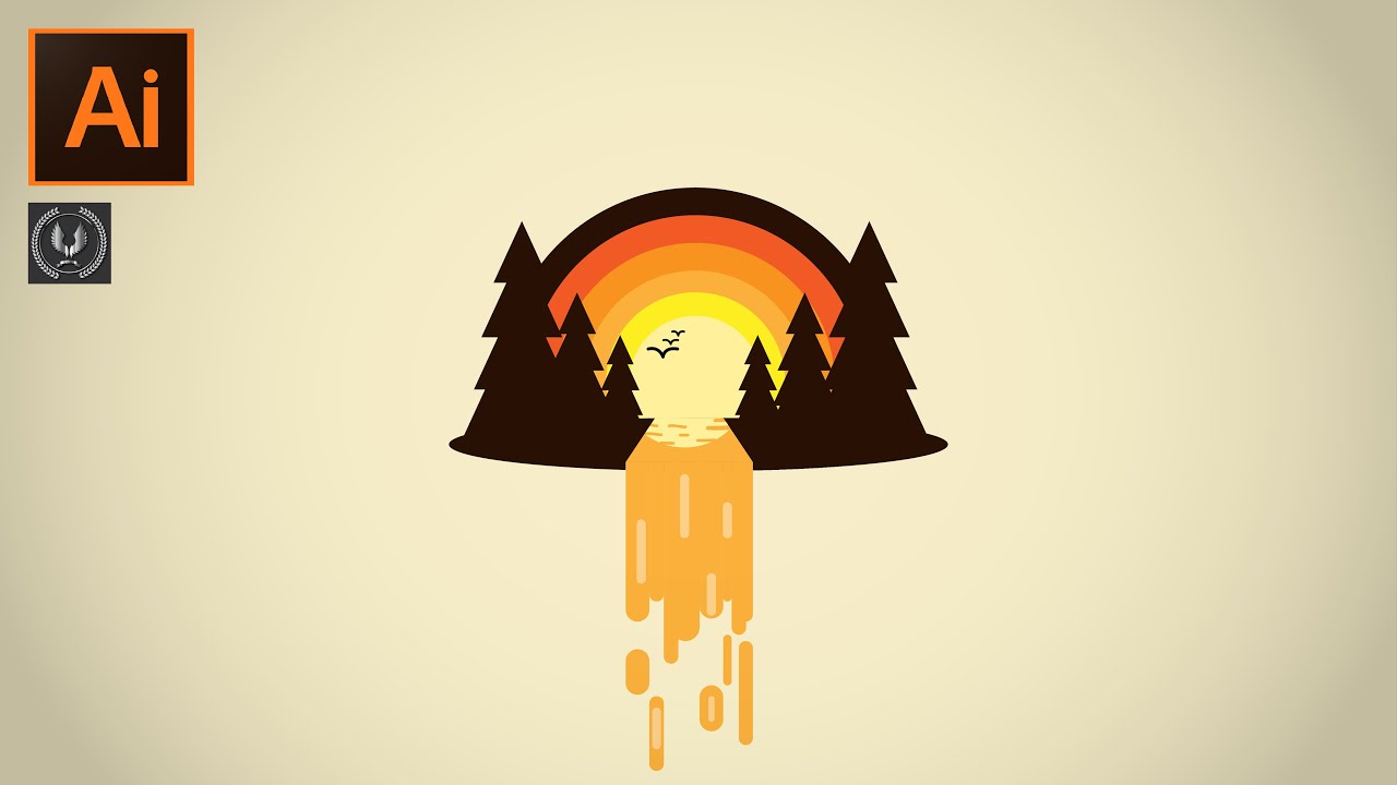 Adobe Illustrator CC Tutorial - How to make a Sunset Landscape Design