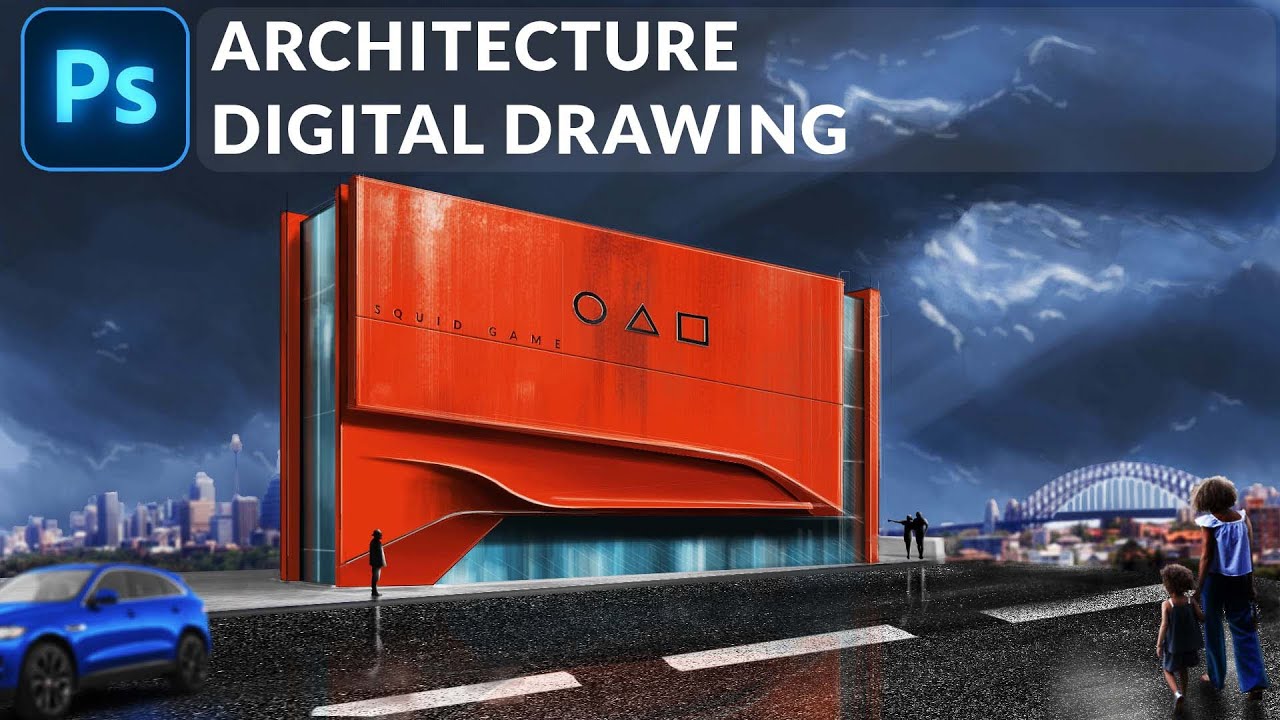 architecture drawing in photoshop - squid game concept art
