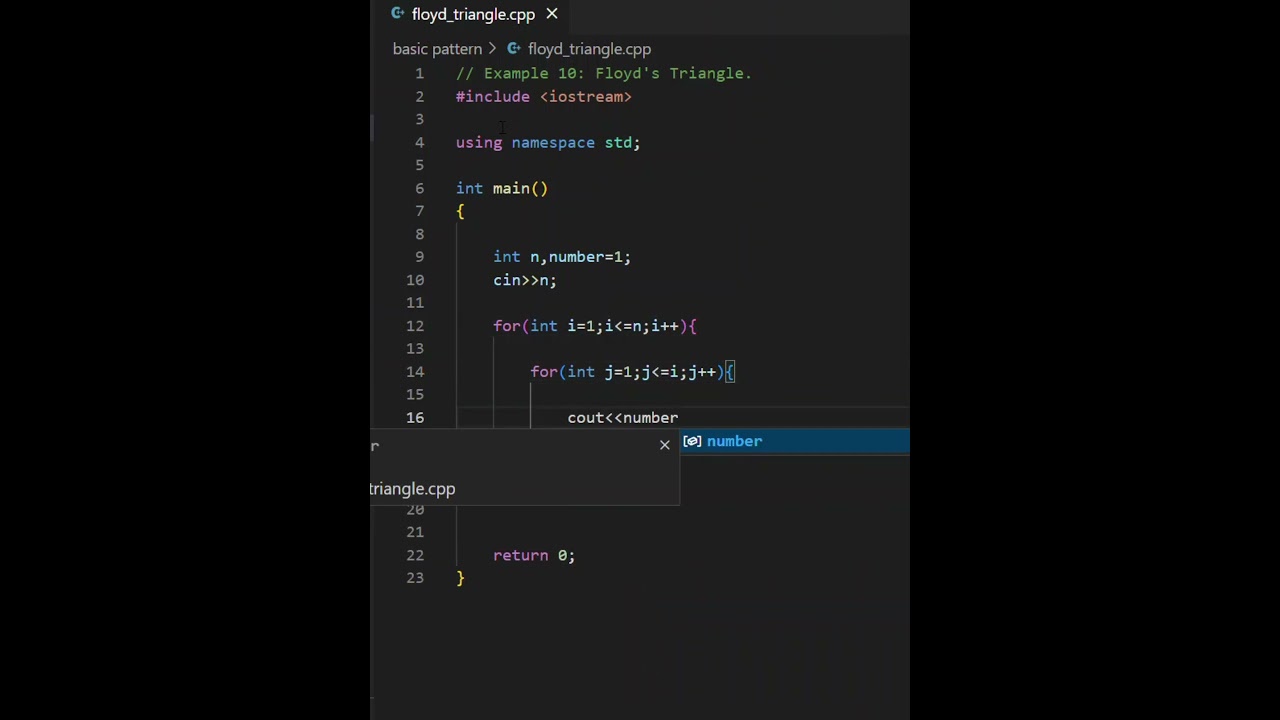 Floyd's Triangle | Pattern Program #subscribe #shorts #short #program #coding #youtubeshorts #java