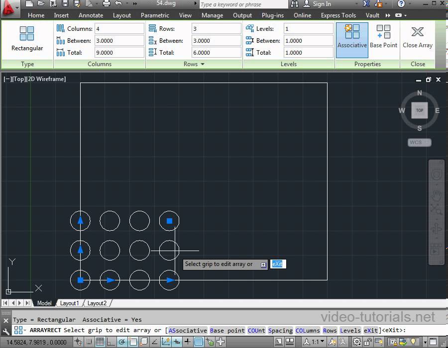 Creating rectangular arrays (linear patterns) AutoCAD Tutorials