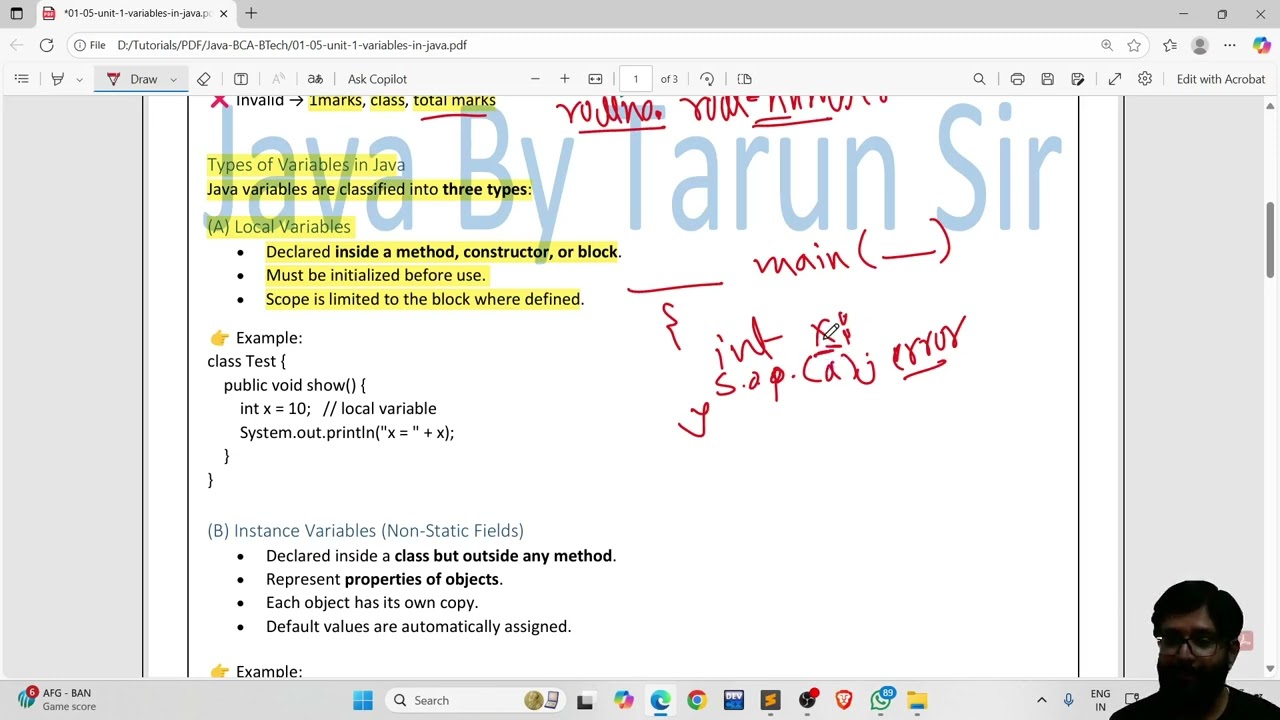 Java Variables Explained | Local, Instance & Class Variables in Java with Examples