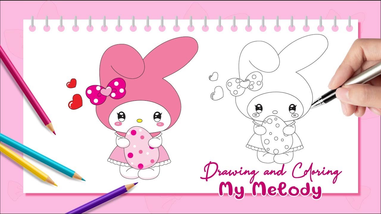 How to Draw Easter My Melody Easy, Sanrio Painting Step by Step | Cartoon character drawing