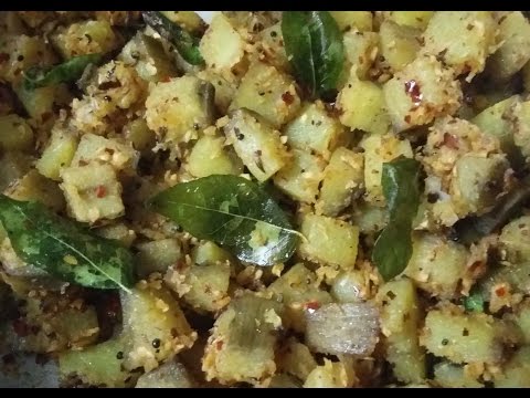 Vazhakkai poriyal recipe in tamil/வாழைக்காய் பொரியல்/eng description/raw banana curry recipe