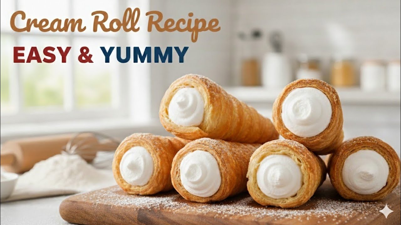 Bakery-Style Cream Rolls | Puff Pastry Cream Rolls Recipe 