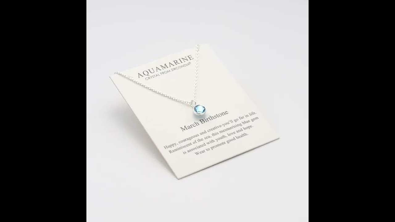 March (Aquamarine) Birthstone Necklace Created with Zircondia® Crystals by Philip Jones Jewellery