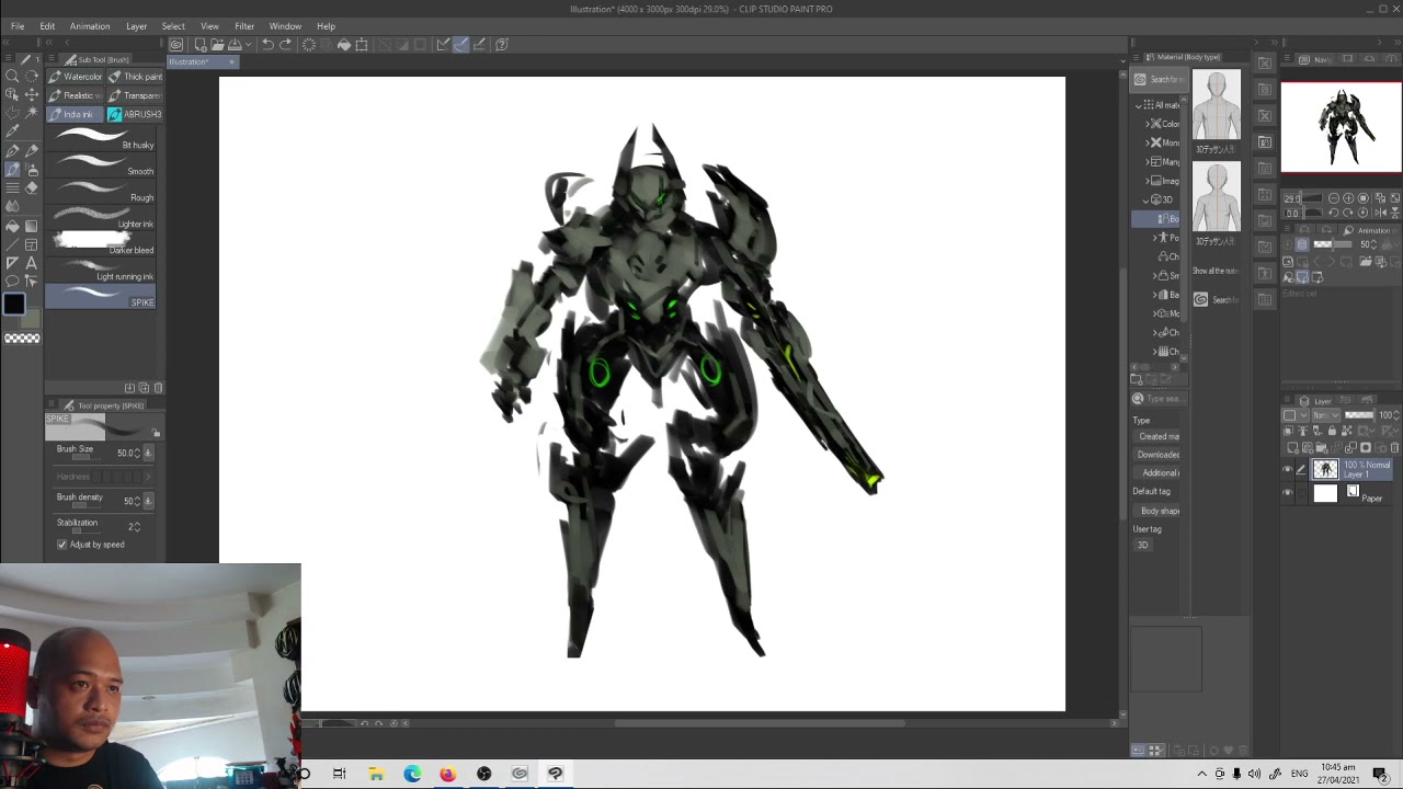 Digital Painting Quicksketch Mech in ClipStudioPaint