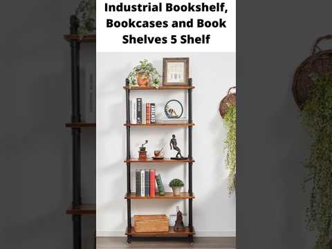 Industrial Bookshelf, Bookcases Ideas and Book Shelves 5 Shelf,Pipe Bookshelf