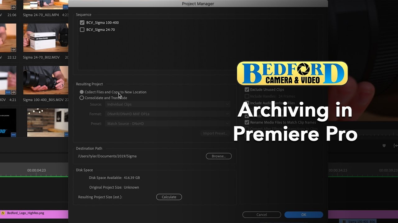 Archiving in Premiere Pro