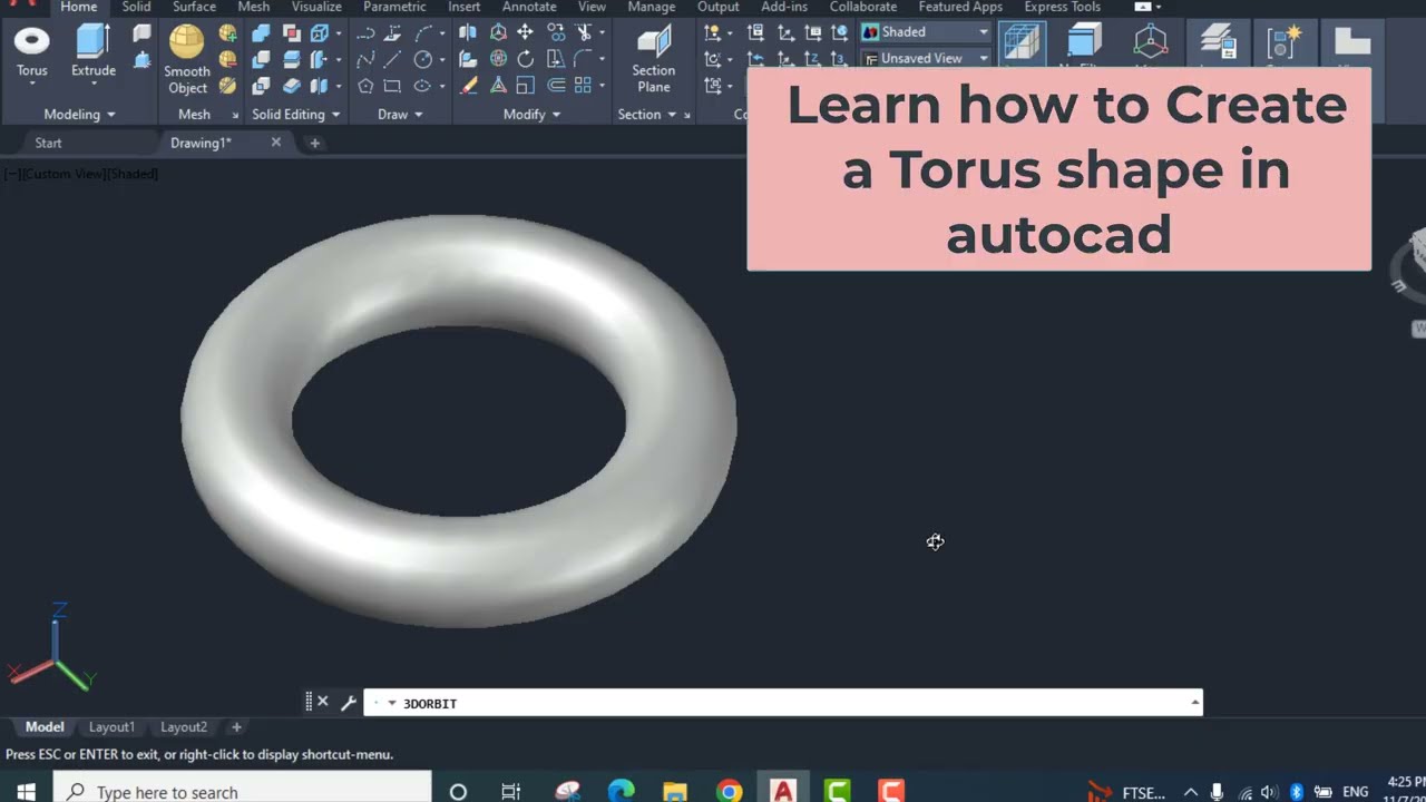 Learn how to  Create a Torus in AutoCAD