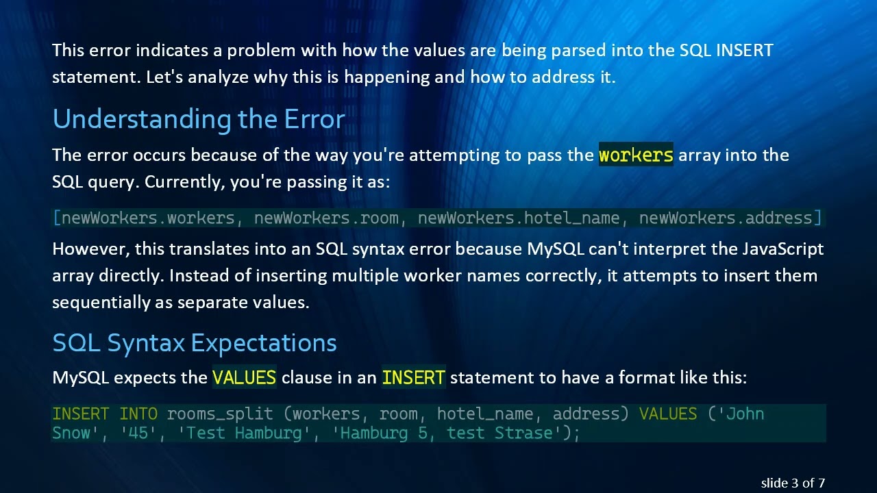Inserting Multi-value Data into MySQL with Node.js: Fixing SQL Syntax Errors