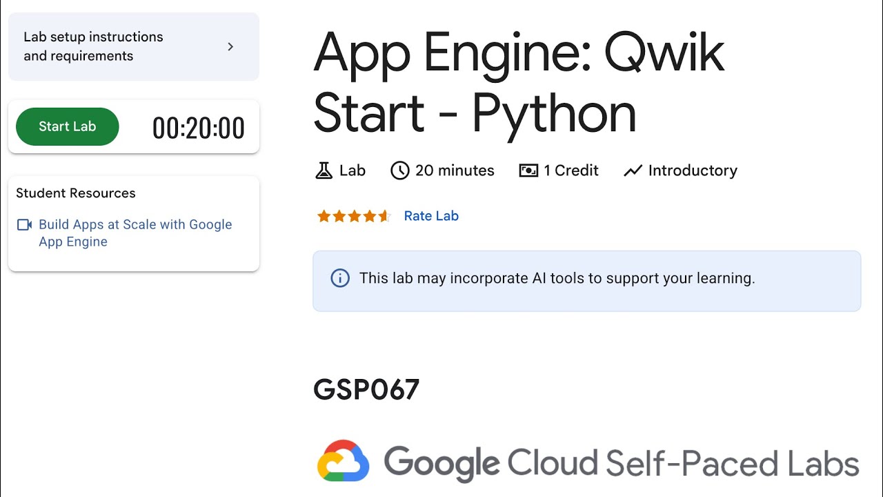 GSP067-App Engine: Qwik Start - Python |  Google Cloud Qwiklabs 2025