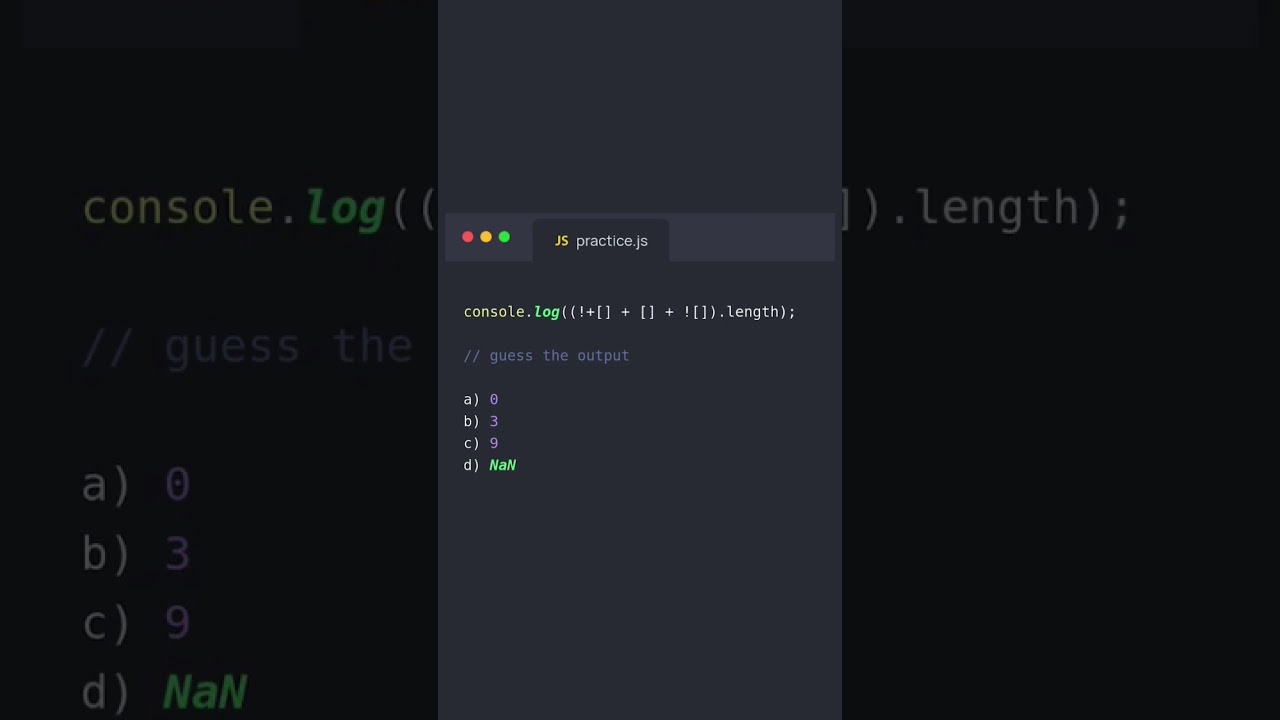 Javascript guess the output? #JavaScript#CodingChallenge#WebDev #ProgrammingQuiz #CodeLogic  #coding