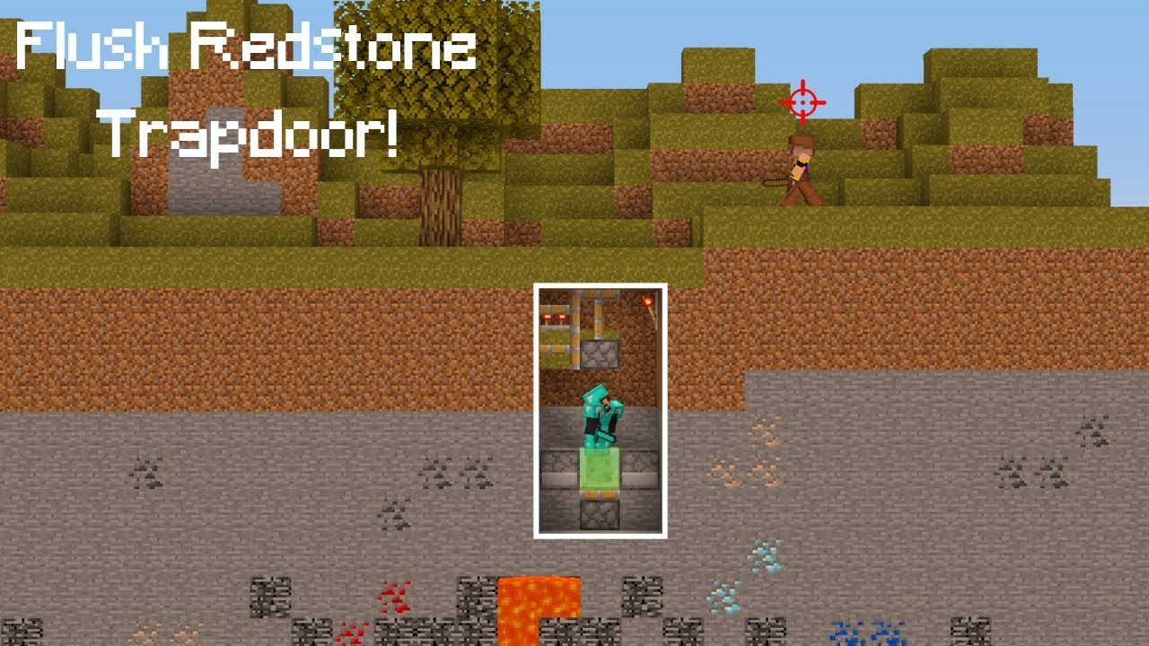 Hidden Trapdoor Tutorial / Flush Piston Trapdoor / Minecraft