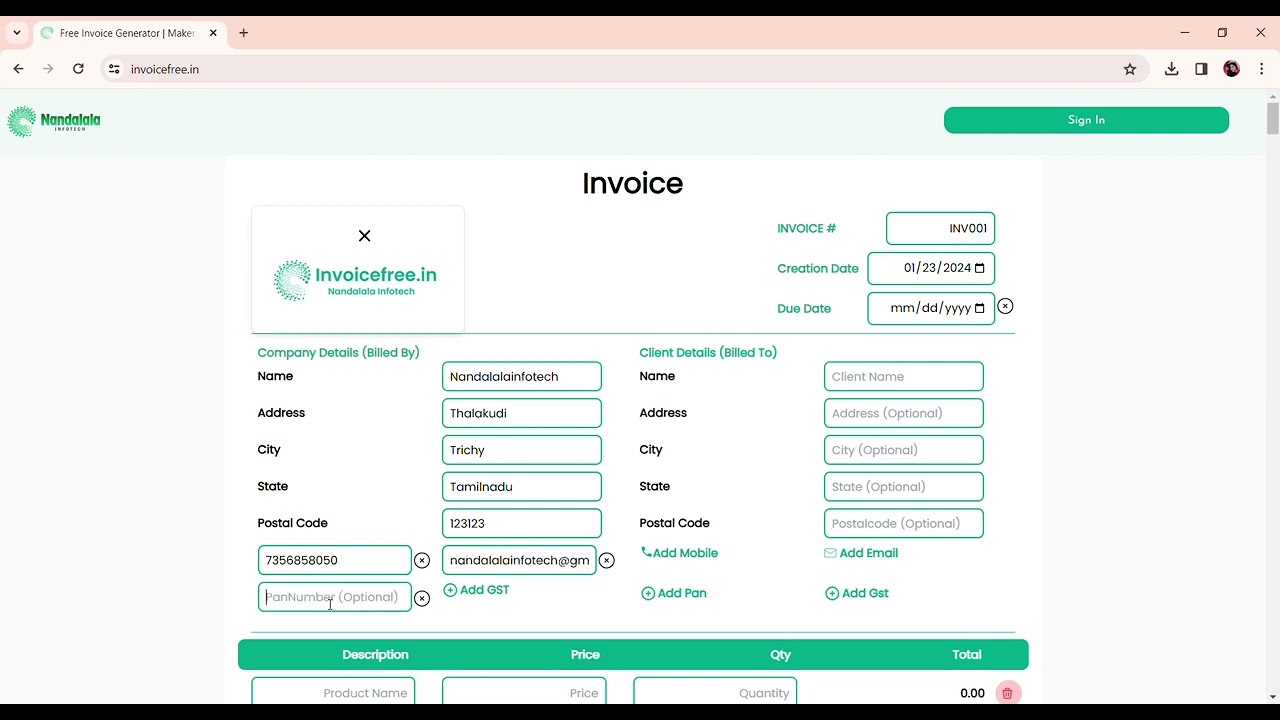 Free Invoice Generator | Maker  | Creator