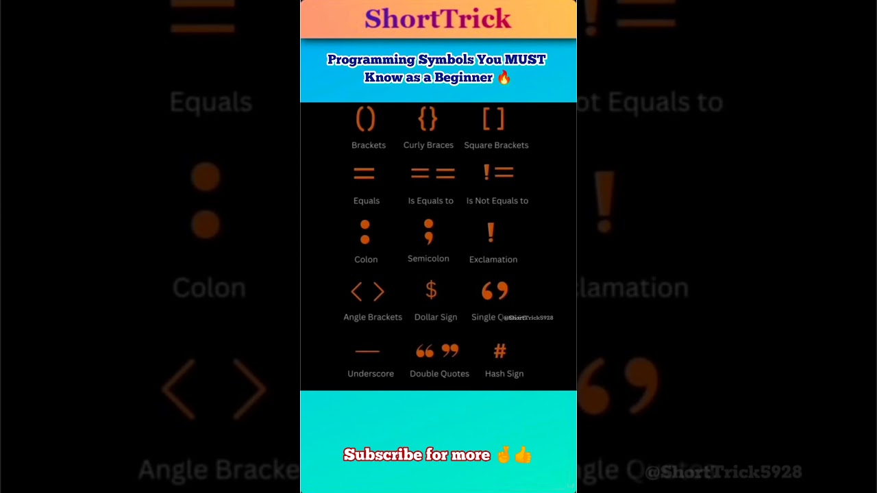 Programming Symbols You MUST Know as a Beginner 🔥 #Coding #Programming #LearnToCode #shorts