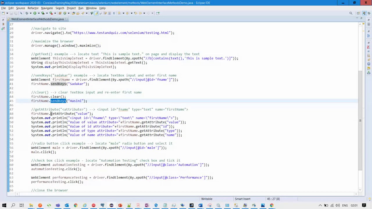 014 | Automation | WebElement interface methods | getText(), sendKeys(), getAttribute() etc