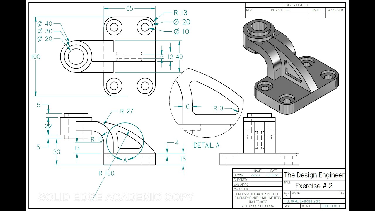 Solid Edge 2023 Tutorial - Exercise 2   (Updated)