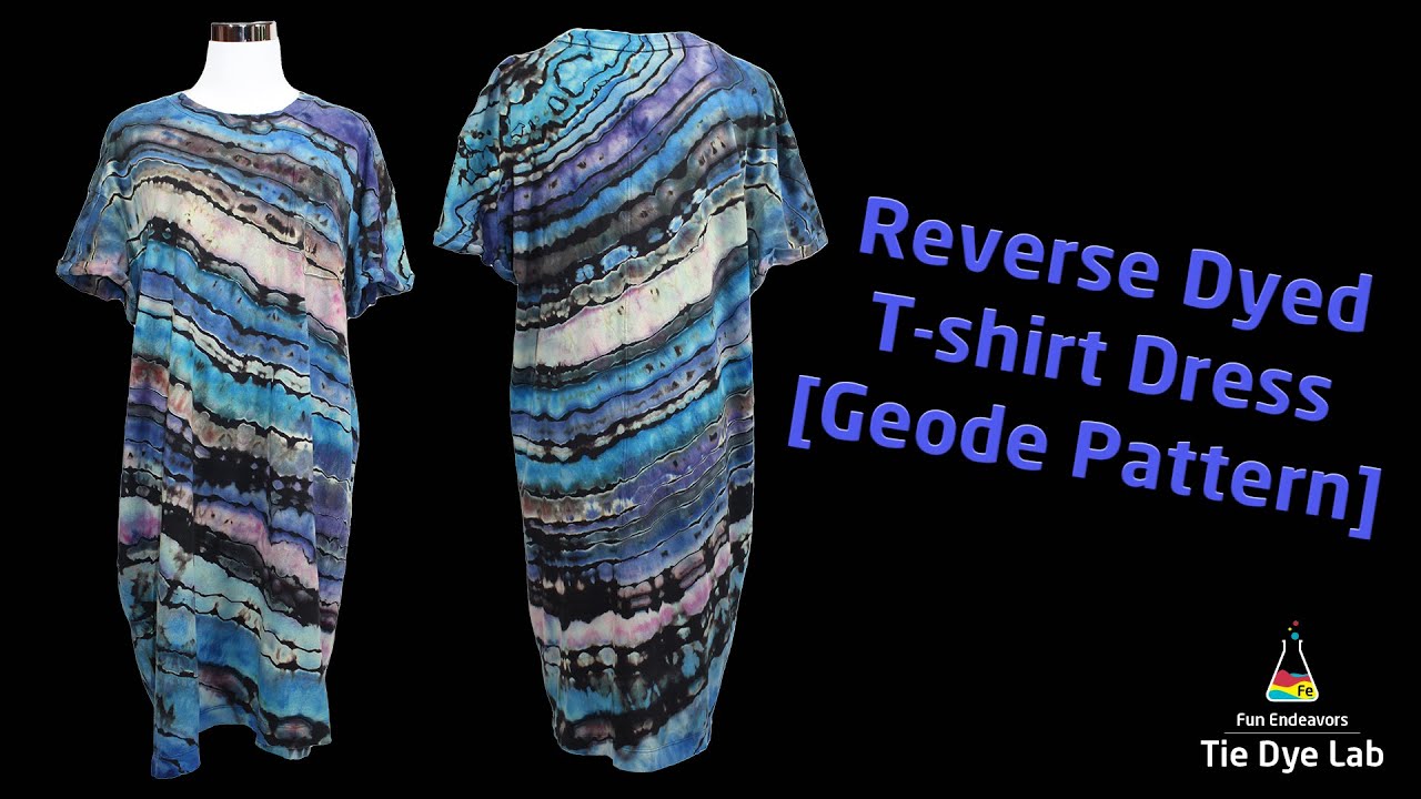 Tie-Dye Designs:  Reverse Dyed T-shirt Dress [Ice Dye Geode]