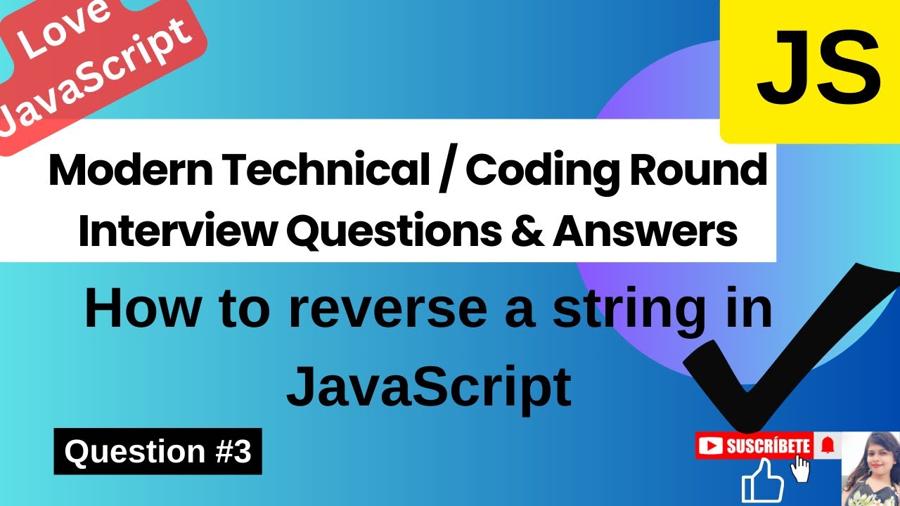 How to reverse a string in javascript | Interview questions | Reverse String
