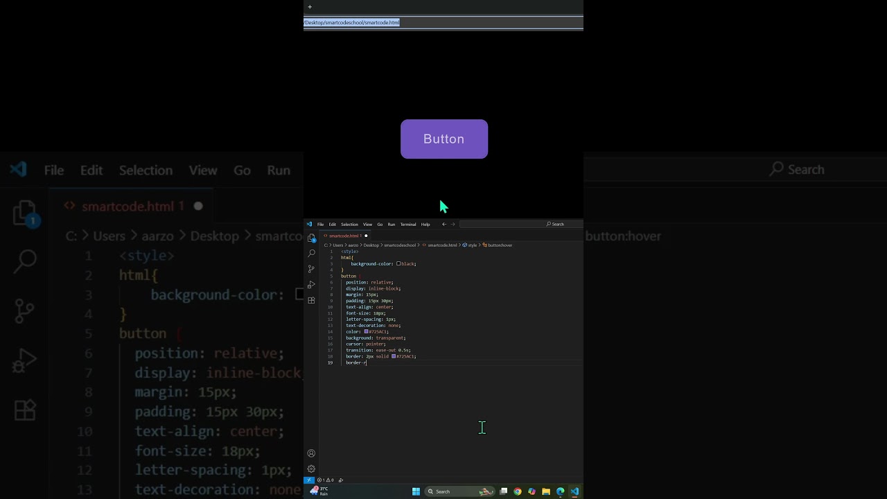CSS Button Hover Animation | HTML & CSS Hover Effect Tutorial | Smartcodeschool |  #coding #htmlcss