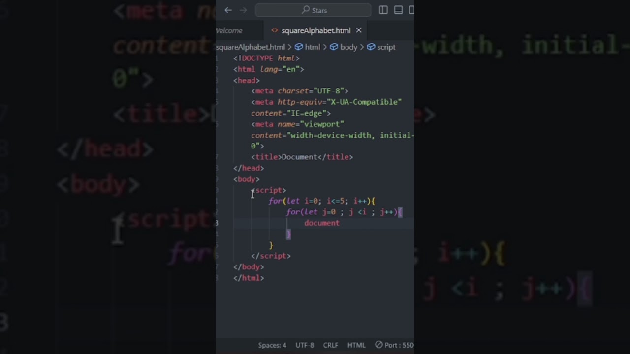 Triangle Alphabet Pattern Using  JavaScript #shorts #javascript #sourcecode #starpatterns